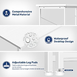 YSSOA Computer Desk Home Office Work Study Writing Modern Simple Table with Headphone Hooks, 40 Inch, Basic White