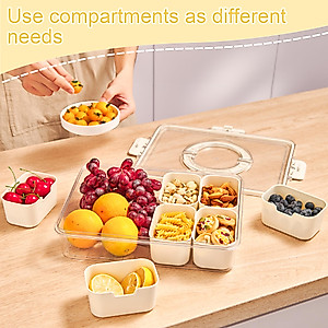 FIGWINET Snack Box Container, Rectangular, Compartmentalized Box with Flip Top Lid, Portable, Plastic, Reusable, Daily Use, Picnics, Parties, Kitchen Storage, Travel
