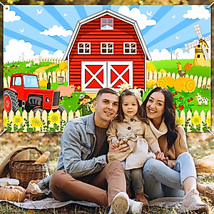 Avezano Red Farm Birthday Backdrop Barn Farm Birthday Party Banner Farm Animals Theme Baby Shower Party Decorations Background 70.8x43.3 inch