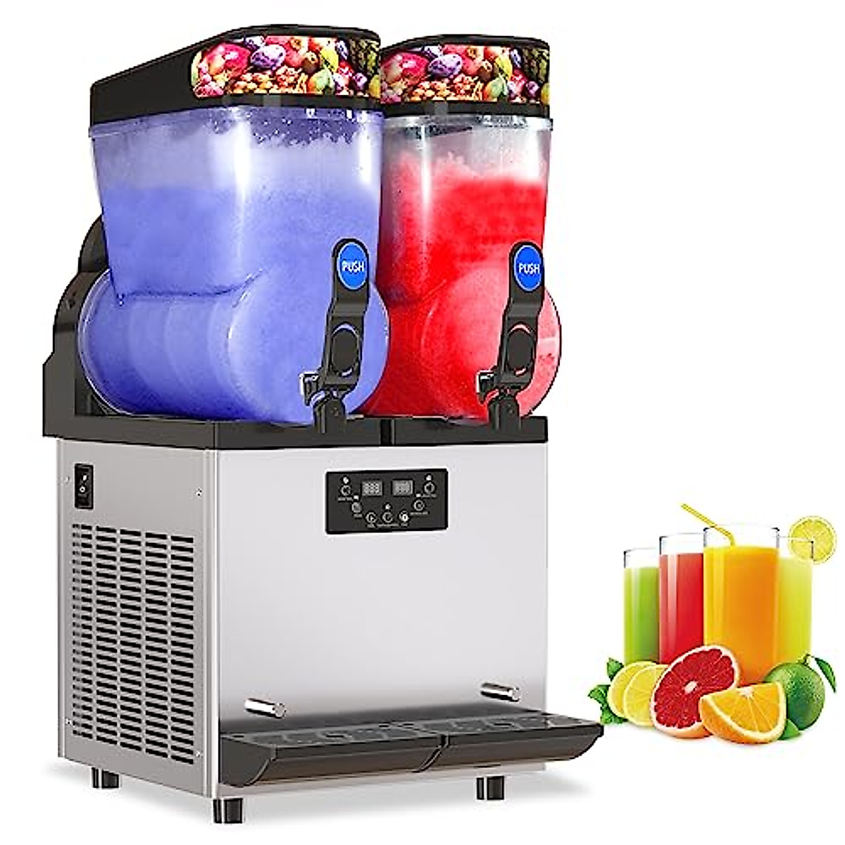 XPW Commercial Slushy Machine 950W 30L Tanks Commercial 110V Slushie Maker Machine 304 Stainless Steel Margarita Machines Quick Frozen Slush Machine for Bars Restaurants