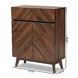 Baxton Studio Hartman Shoe Cabinets, One Size, Walnut Brown