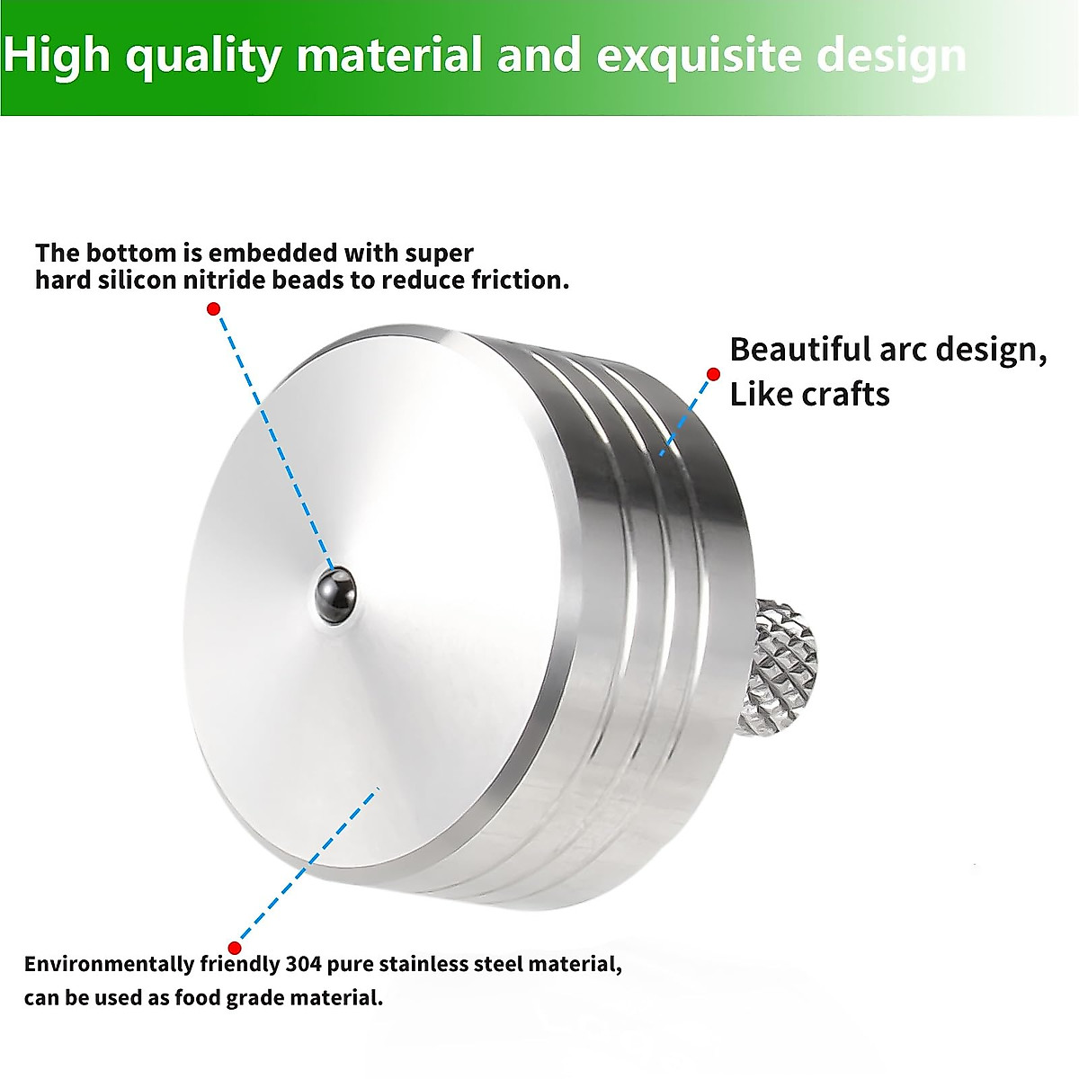 CHEETOP Stainless Steel Spinning Top, Precision Mini Desktop Gyroscope, Kill Time Reduce Stress ADHD Toys, Perfect Balance Gyro (Style 4) Silver