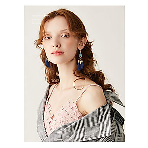 Kinimore 12 Pairs Women Feather Earrings Vintage Bohemian Earrings Long Drop Dangle Earrings Set With Dream Catcher Design Christmas Gift