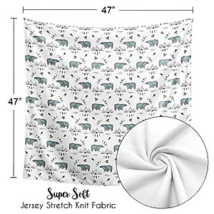 Sweet Jojo Designs Bear Mountain Baby Boy Swaddle Blanket Jersey Stretch Knit for Newborn or Infant Receiving Security - Slate Blue and Black Woodland Forest Animal