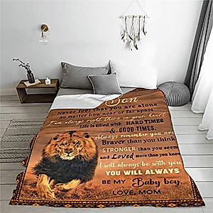 AJIIUSV Son Gifts from Mom Throw Blanket Birthday Gifts for Son Blankets to Son from Mom Thanksgiving Valentines Day Graduation Gifts 50"x60"