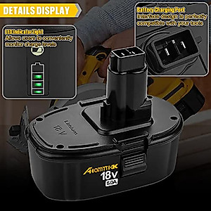 Ahomtikk 2Pack 6.0Ah Lithium-Ion Battery Replacement for Dewalt 18V XRP Battery DC9096 DC9098 DC9099 DE9096 DE9095 DW9096 DW9098 DW9095 DC9182 Dewalt 18V Batteries