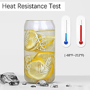 KAUND Ice Coffee Cup with Bamboo Lids and Glass Straw,16oz Sublimation Boho Printed Beer Can Glasses,Ideal for Cocktails,Whiskey,Beer,Soda and Gifts(C04-smiley faces)