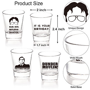 The Office Shot Glass Set, The Office Merchandise, The Office Gifts, 4PCS Office Inspired Shot Glasses, The Office Gifts for Office Lovers, The Office TV Show Merchandise, The Office Show Fans Gifts