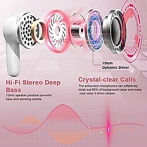 Wireless Earbud, Bluetooth Headphones 5.3 Stereo Bass Earphones 2023 Noise Cancelling Ear Buds 40H Dual Mic Call, in-Ear USB-C LED Display IP7 Waterproof Sport Headset for Android iOS