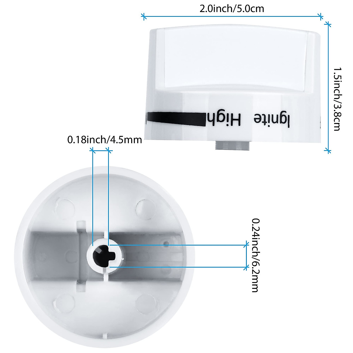 Upgrade WPW10339443 Gas Stove Knobs Replacements, Compatible with White Whirlpool Gas Stove Range Oven Knobs, Replacement Part for W10339443 (1 Pack)