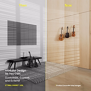 String Swing Wall Mount Ukulele Hanger Hardwood Ukele or Mandolin Wall Mount Pineapple Tenor Concert Compatible for Home & Studio CC01UK-A - Ash