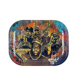 Greatest Rappers Cigarette Metal Rolling Tray 7"x5.5" Perfect Accessory for Rolling Papers and PreRolled Cones