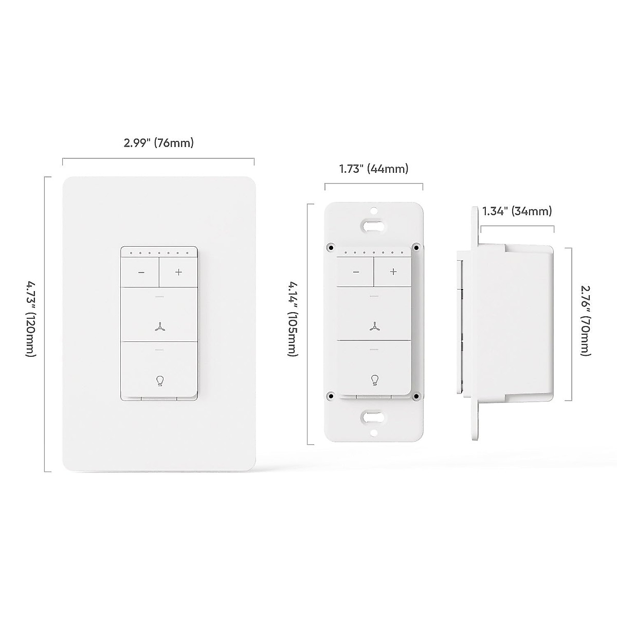TREATLIFE Smart Ceiling Fan Control and Dimmer Light Switch, Neutral Wire Needed, 2.4Ghz Single Pole Wi-Fi Fan and Light Switch Combo, Works with Alexa, Google Home and SmartThings, Remote Control
