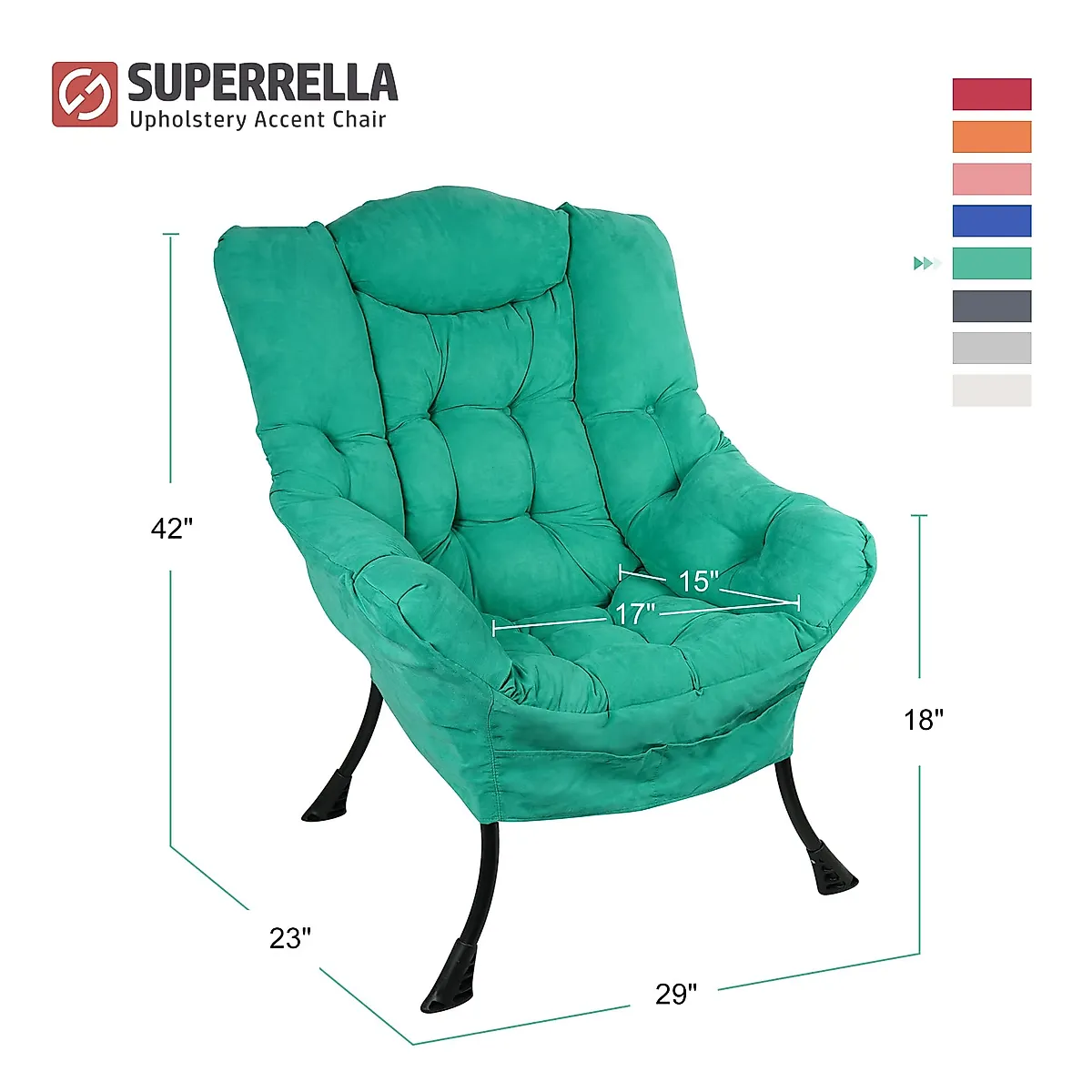 Superrella Modern Soft Accent Chair Living Room Upholstered Single Armchair High Back Lazy Sofa (Teal)