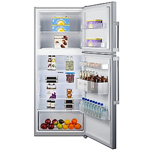 Summit Appliance FF1513SS 28" Wide Top Mount Refrigerator-Freezer, Interior LED Lighting, Digital Temperature Control, 13.63 cu.ft Capacity, Frost-free, Open Door Alarm, Stainless Steel Exterior
