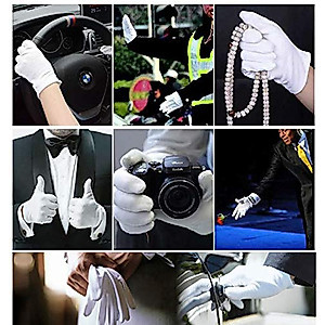 12Pairs White Cotton Gloves for Eczema and Dry Hands - Breathable Work Glove Liners - Moisturizing SPA Soft Jewelry Inspection Gloves - Stretchy Fit Cloth Gloves for Most Women