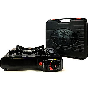 Portable Outdoor Camping Butane Gas Stove Full Stainless Steel Body with Electronic Ignition and Carrying Case