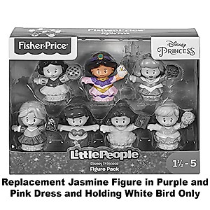 F-Price Replacement Part for Fisher-Price Little People Princess Figure Pack - GKG98 ~ Replacement Jasmine Figure in Purple and Pink Dress and Holding White Bird, Brown, Black, Blue, White