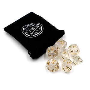 Premium Wood DND Dice Tray with Matching Crystal Dice Set