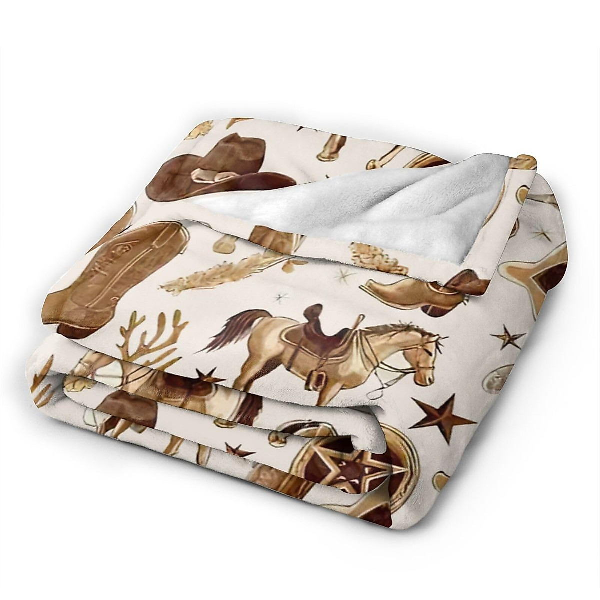 Western Blanket Soft Cozy Southwestern Flannel Throw Blanket Cowboy Decor Warm Lightweight Fleece Plush Bedding Stuff Blanket Gifts for Lover Kids Girls Boys Women Adults Bed Travel 40"x50"