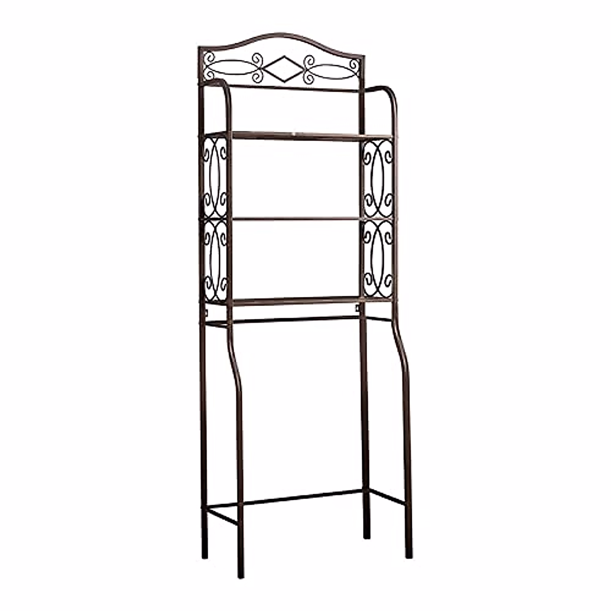 Pilaster Designs Transitional 3 Tier Pewter Metal Leeds Over The Toilet Bathroom Spacesaver Storage Rack Organizer, 24" W x 12" D x 68" H (HABR130)