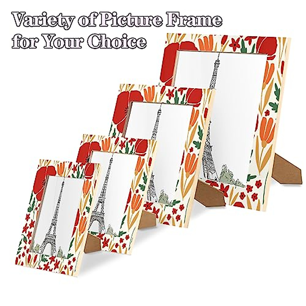 POFATO Artistic Painted Flowers Poppy 8x10 Picture Frame Wood Photo Frame for Tabletop Display Wall Mount Picture Frame Display 8 x 10 Inch Photo Wall Decor Home Gift Frames