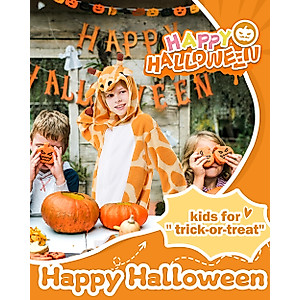 CANASOUR Giraffe Onesie Kids Animal Halloween Cosplay Costume for 5T Girls Unisex Outfuit One Piece Hooded Orange Soft Pajamas Party Boys Suit (5T, Giraffe)