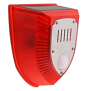 WONFAST Solar Motion Sensor Alarm Light Outdoor,Dog Barking&Gunshot Sound 129db Loud Noise Maker Strobe Light Warning Lamp for Home Villa Farm Barn Yard Chicken coop