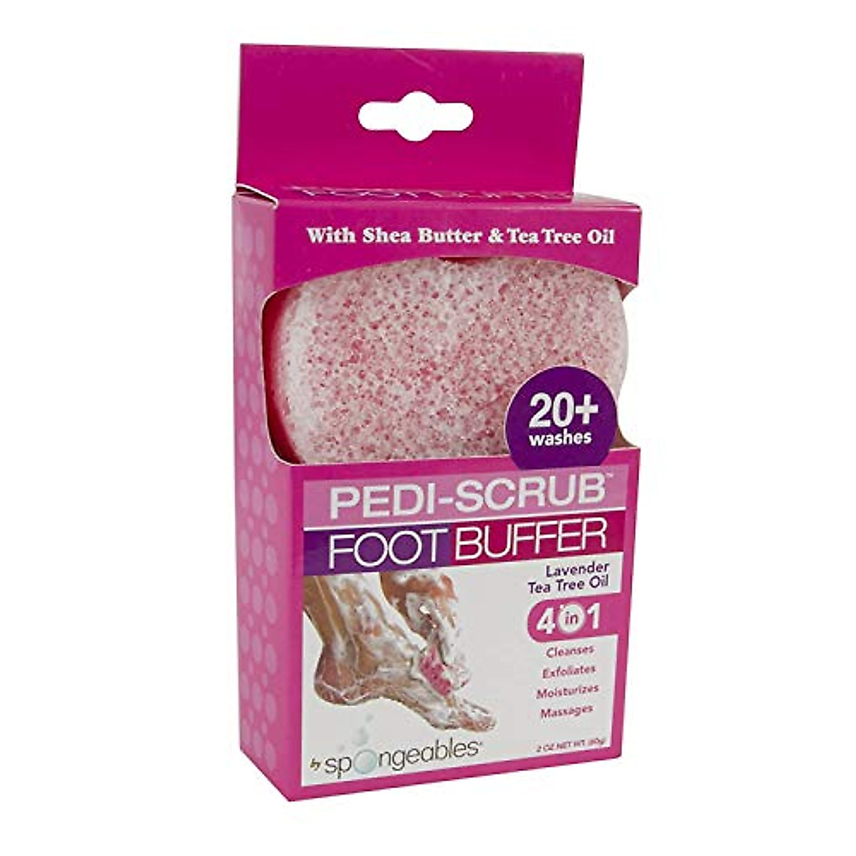 Spongables Pedi Scrub Foot Exfoliating 20+ Wash Sponge, Lavender, 1 Count