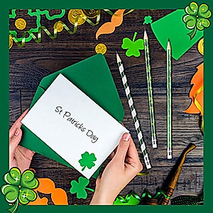 St. Patrick's Day Pencils Shamrock Pencils Clover Novelty Stripe Pencils with Eraser Assorted Kids Pencils Lucky Wood Pencils for 100th Day of School Party Favor Office Supply, 5 Styles (25 Pieces)