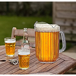 Amazing Abby - Cheerly Beerly - 2-Pack Unbreakable Plastic Beer Pitcher (60 oz), Restaurant-Grade Polycarbonate Beverage Dispenser with Pour Spout, Dishwasher-Safe, Great for Beer, Sangria, and More
