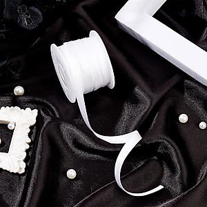 BENECREAT 13.5 Yard Satin Bias Tape 3/8 Inch Double Fold Satin Binding Bias Ribbon for Cheongsam Decoration, Clothing Seaming Piping, White