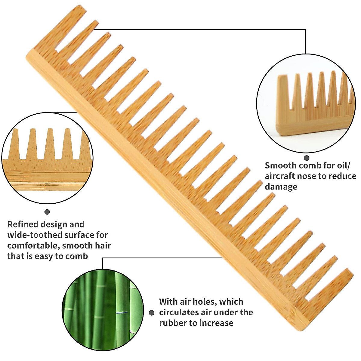 EKONAER 4 PCS Bamboo Hair Brush Set With Natural Wooden Wide-tooth and Tail Comb Big and Mini Paddle Detangling Hairbrush for Women men kids and Baby Thick Thin Curly Straight Dry