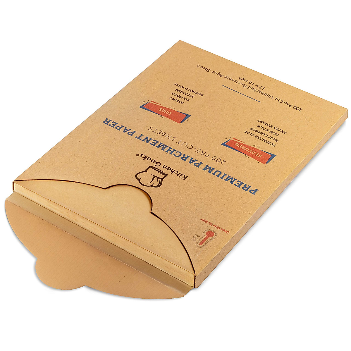 Parchment Paper Baking Sheets Unbleached Non-Stick Precut 12x16 Inches Will Not Curl Pack of 200