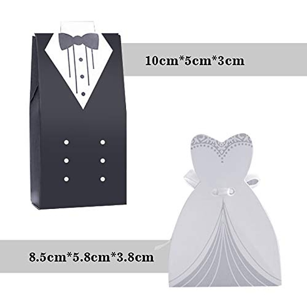 G2PLUS 100PCS Wedding Candy Box, Wedding Favor Boxes Candy Favor Boxes with Ribbon Perfect for for Wedding Party Birthday Bridal Baby Shower Decoration