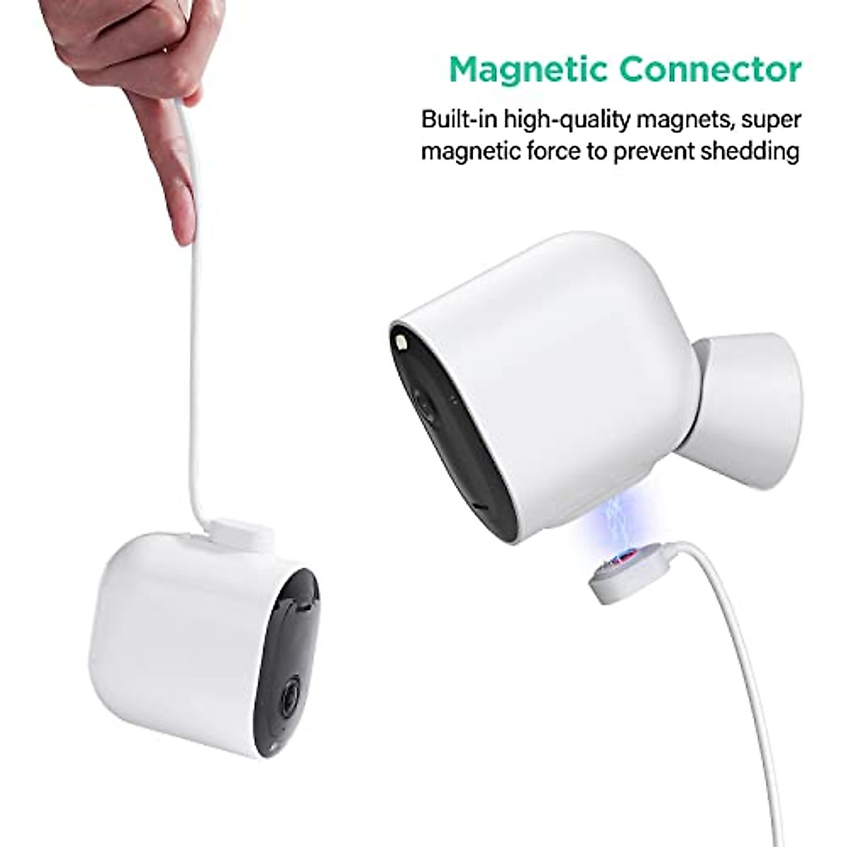 OLAIKE 16ft/5m Indoor Outdoor Weatherproof Magnetic Charging Cable for Arlo Pro 3/Pro 4/Ultra/Ultra 2,with Power Adapter Continuously Charging,NOT Compatible with Arlo Pro 3 Floodlight,White