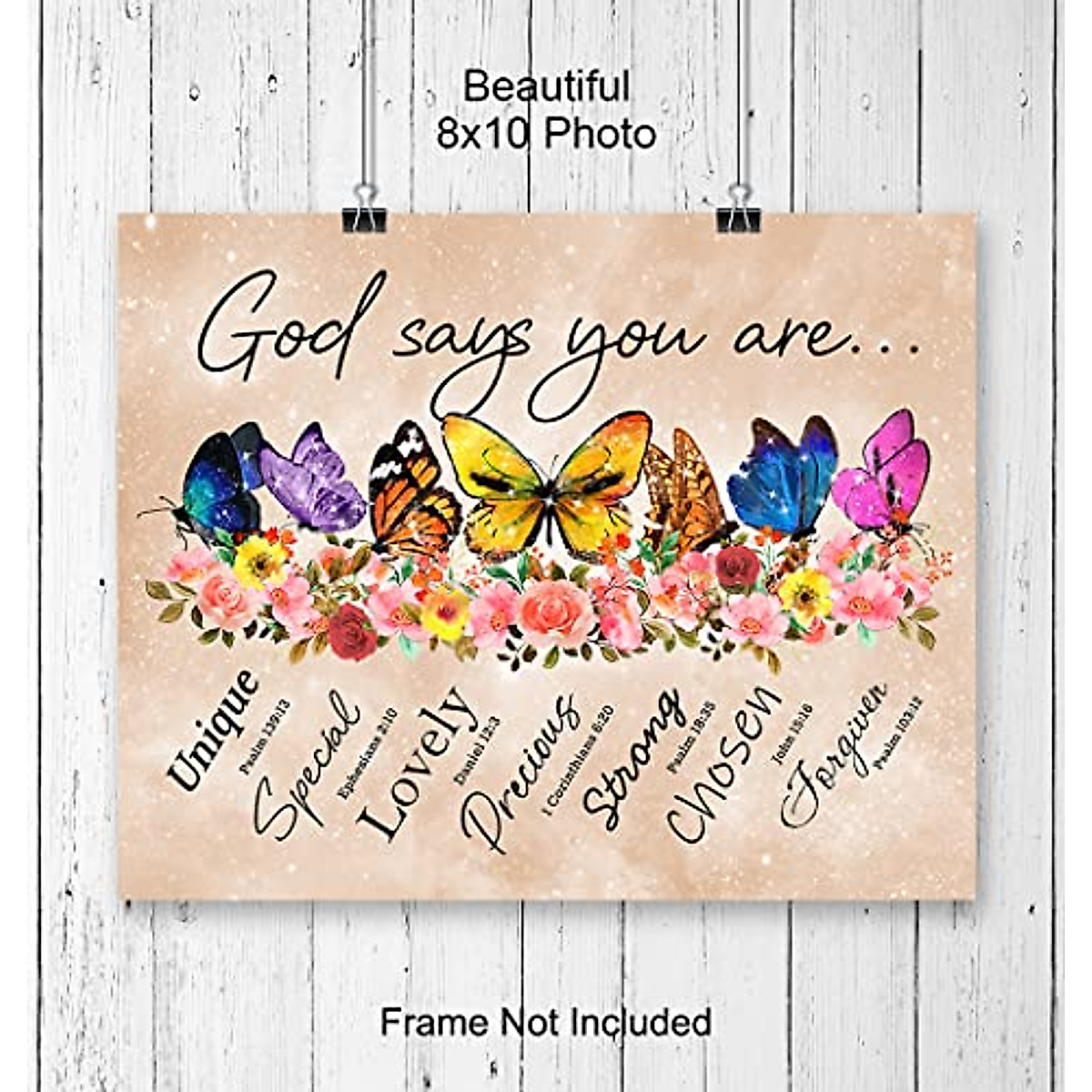 God Says You Are Wall Art - Boho Decor - Christian Inspirational Encouragement Gifts for Women - Bible Verses, Psalms, Scripture Wall Decor - Catholic Religious Gifts - Positive Motivational Quotes
