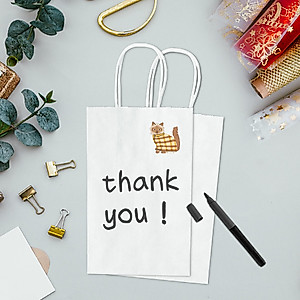 TOWRAP Small White Paper Bags 100Pcs 5.25x3.75x8 Inch Gift Bags with Handles Bulk,Party Bags, Shopping Bags,Retail Bags,Merchandise Bags,Favor Bags,Business Bags