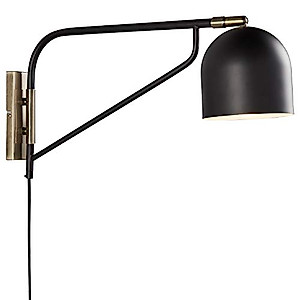 Amazon Brand – Rivet Mid-Century Swiveling Wall Sconce with Bulb, 11"H, Black and Antique Brass