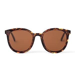 EVEE Classic Round Retro Sunglasses for Women and Men with Polarized Lens - (Billie) (Brown Tortoise)