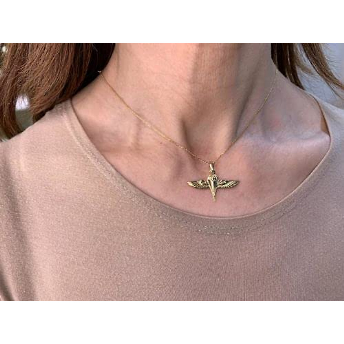 Baltinester Handmade IDF Wings Israeli Army Paratrooper Pendant in 14k Yellow Gold 20.5 x 30 mm Jewelry