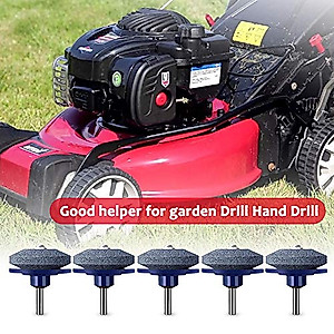 Crafts Man 5 Packs Lawn Mower Blade Sharpener Lawn Mower Sharpener for Any Power Drill Hand Drill by (5 pcs Blue)