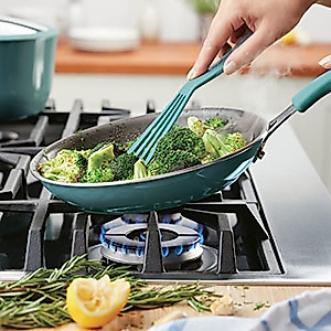 Rachael Ray Cook + Create Nonstick Cookware/Pots and Pan Set, 10 Piece, Agave Blue