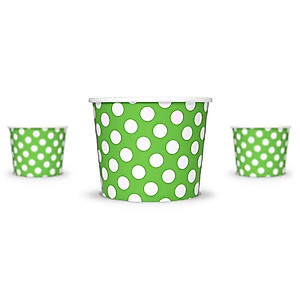 UNIQ [1,000 Count Green Polka Dot Disposable Ice Cream Bowls - 12 oz Paper Ice Cream Cups Disposable - Perfect For Hot or Cold Foods! - Ice Cream Bar Supplies Frozen Dessert Supplies
