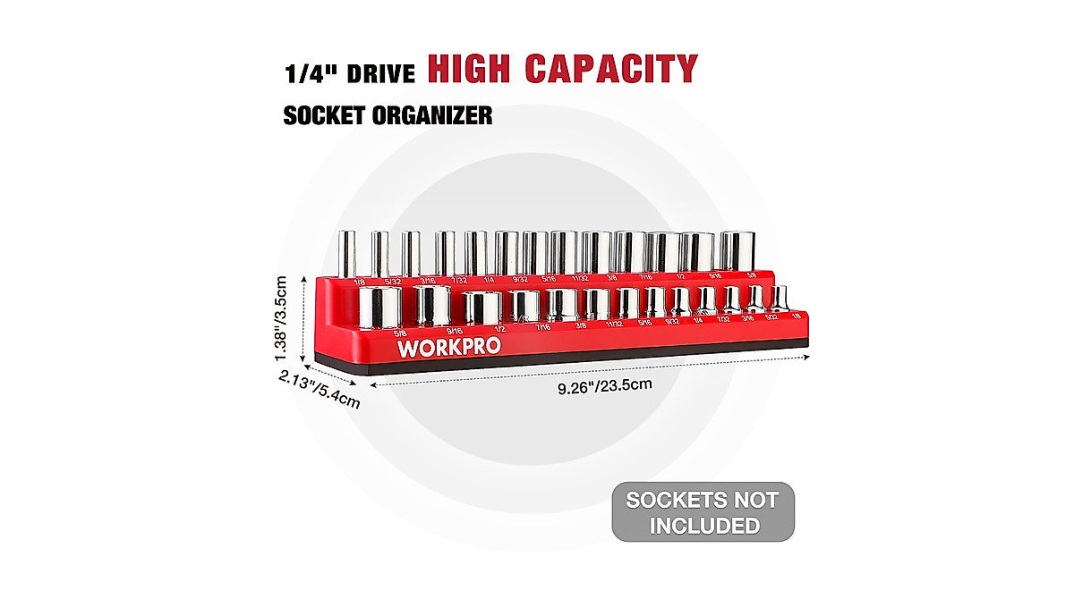 WORKPRO Magnetic Socket Organizer Set - 2-Piece Tool Storage