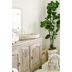 Baby Changing Basket - Handmade Moses Basket Changing Basket for Baby Table Topper - 2 Organic Cotton Washable Diaper Changing Pads CPSC Compliant