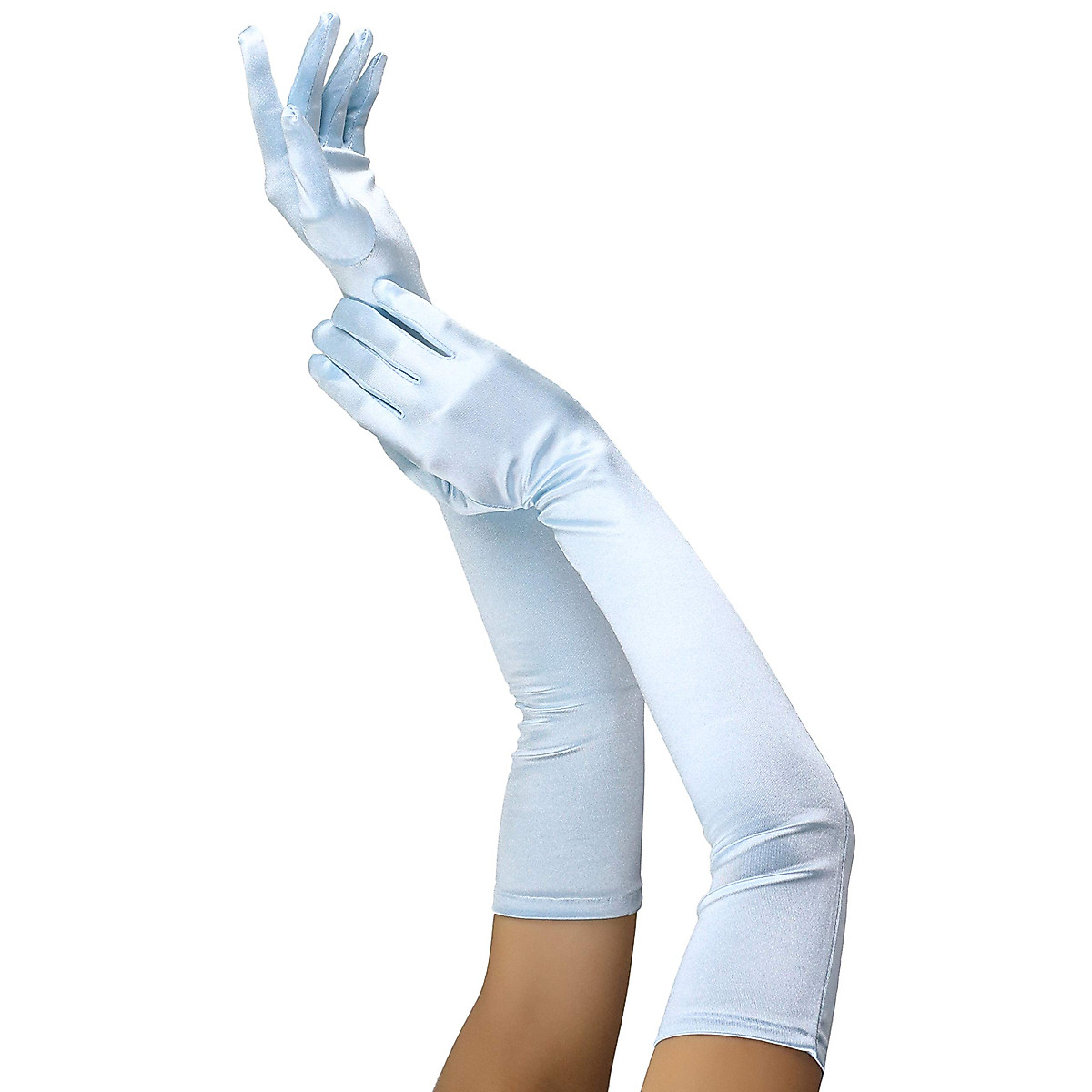 ToBeInStyle Women's Extra Long Opera Length Satin Gloves - Light Blue - One Size