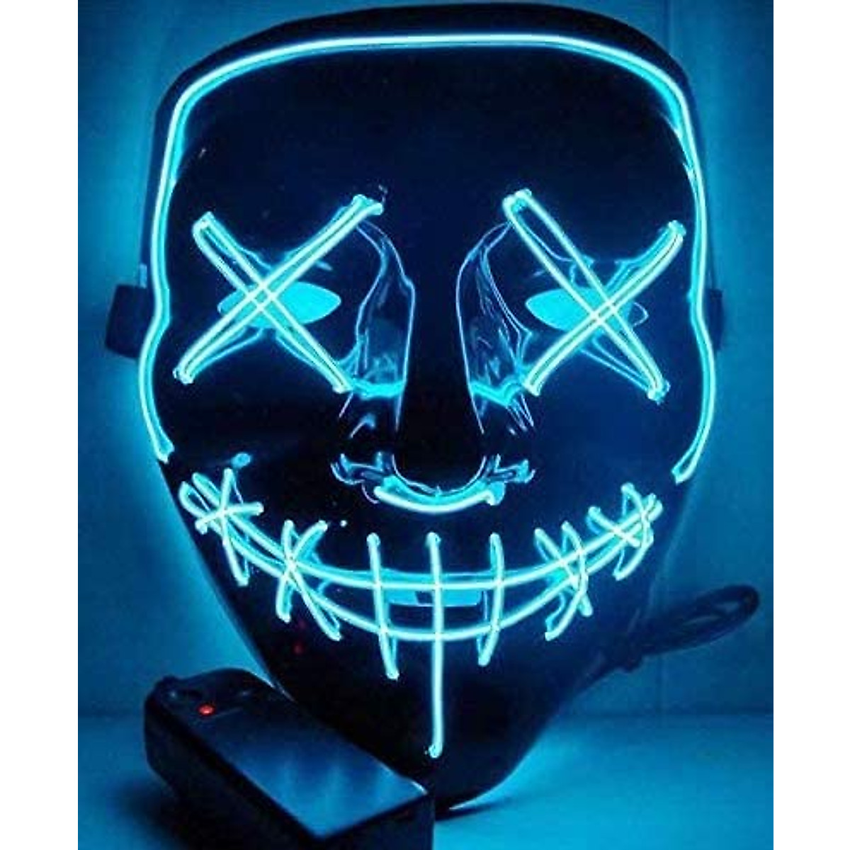 Halloween Mask LED Halloween Costume LED Glow Scary Light Up Masks for Festival Party (Blue)