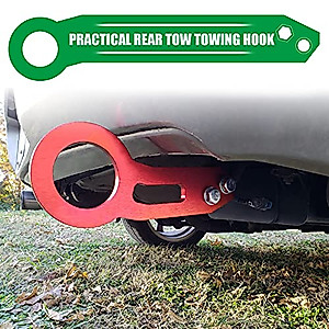 OTUAYAUTO Rear Tow Towing Hook - Universal Aluminum Car Towing Tool, Auto Trailer Ring, Racing Trailer Hook (Red)