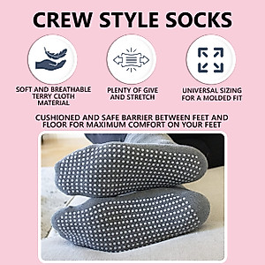 Own It OT 2 Pairs Non Slip Yoga Socks with Grips for Pilates, Yoga Athletic Socks for Barre Ballet, Barefoot, Workout Socks, Hospital Anti Skid Socks for Women and Men (Gray)